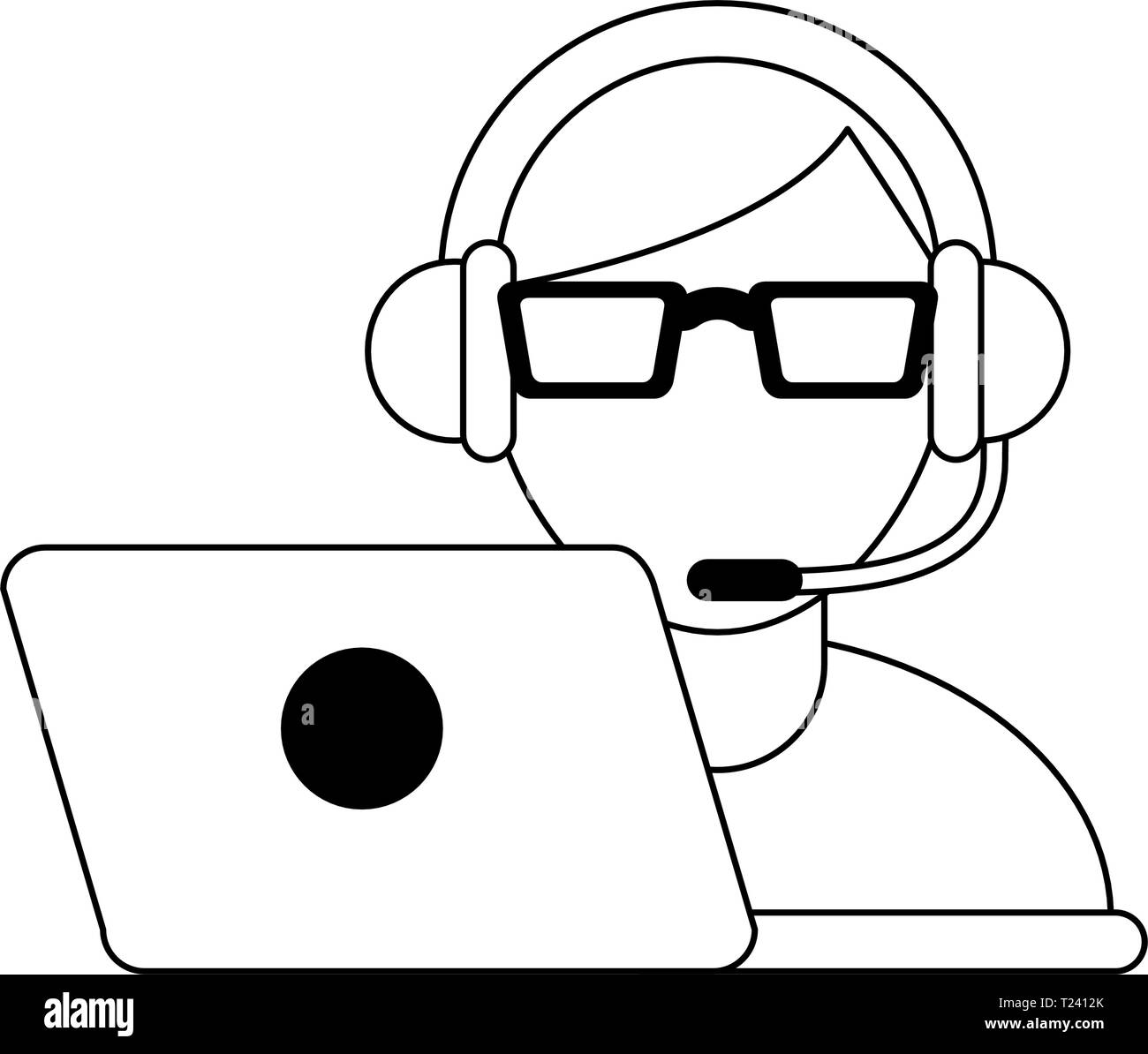 Call center customer service black and white Stock Vector Image & Art ...