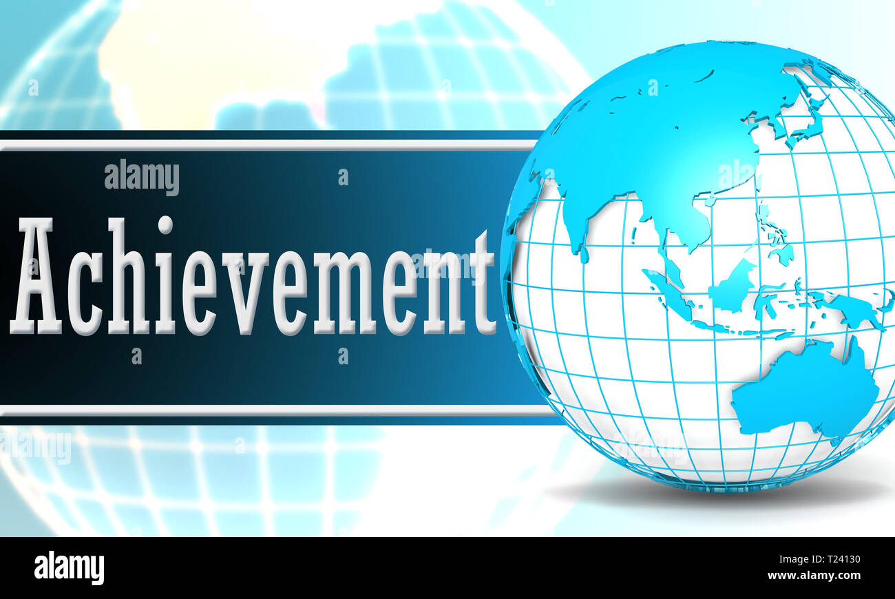 Achievement with sphere globe with white background, 3d rendering Stock ...