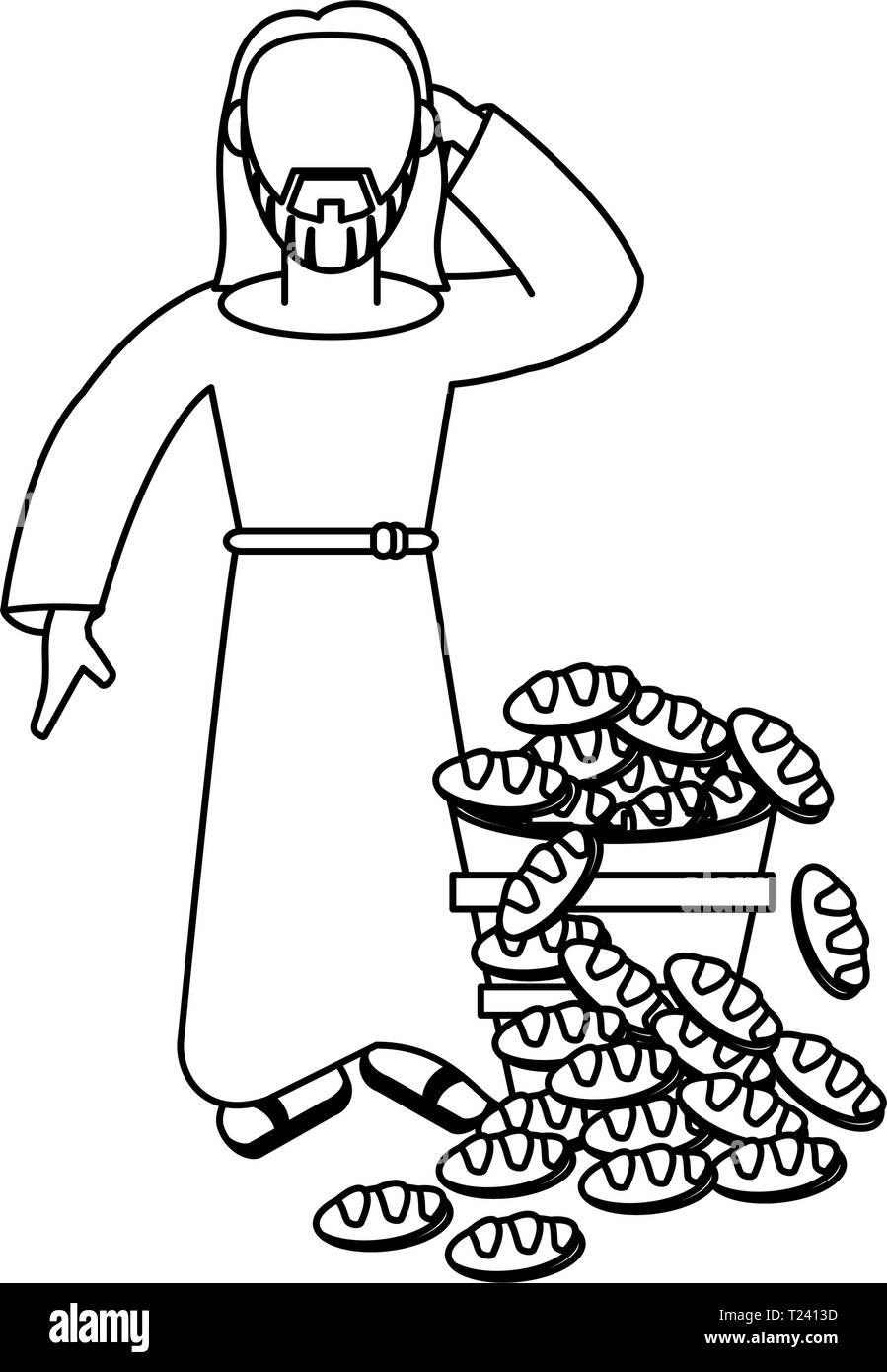 jesuschrist man cartoon in black and white faceless Stock Vector Image ...