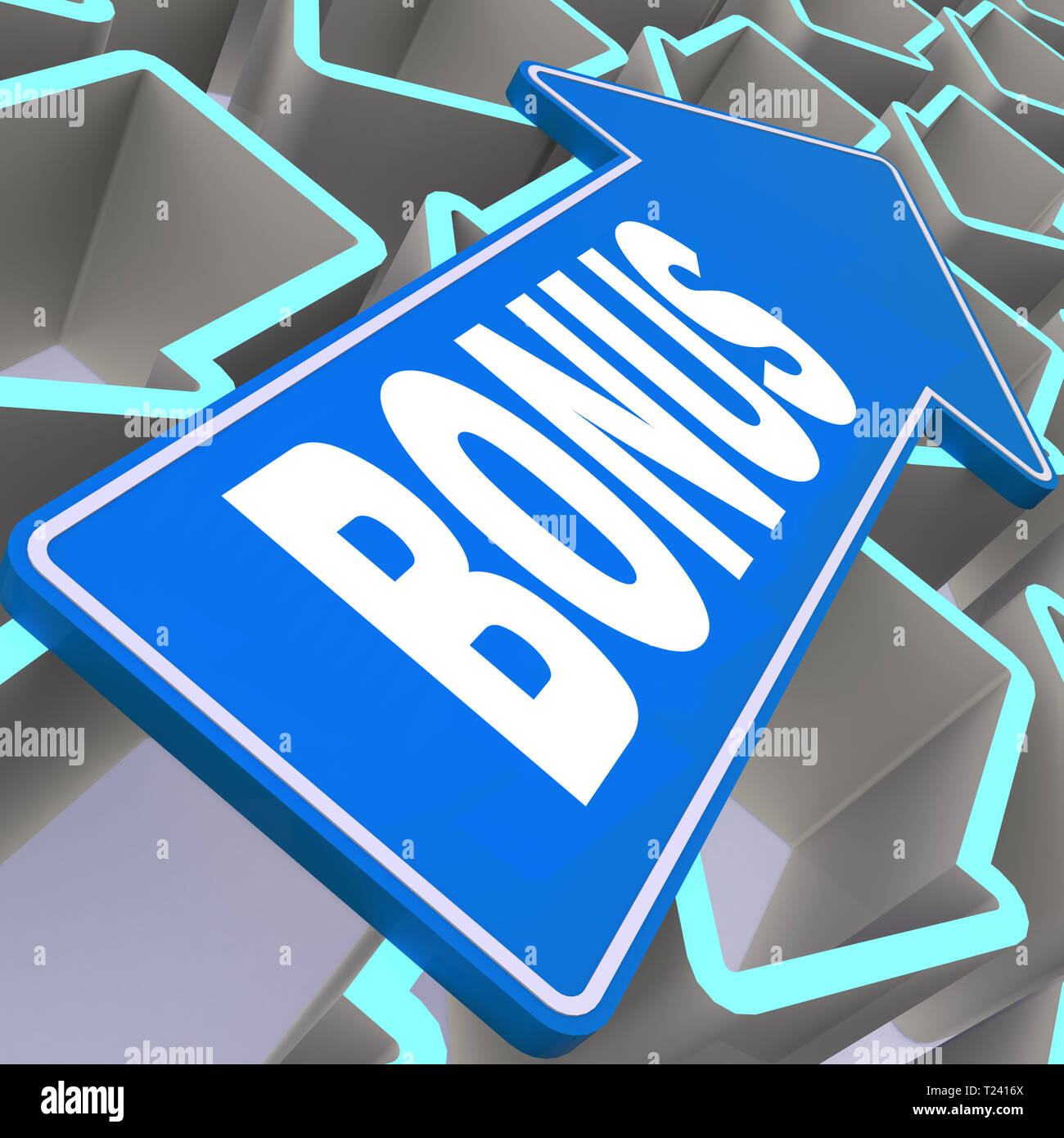 Bonus word with blue arrow, 3D rendering Stock Photo - Alamy