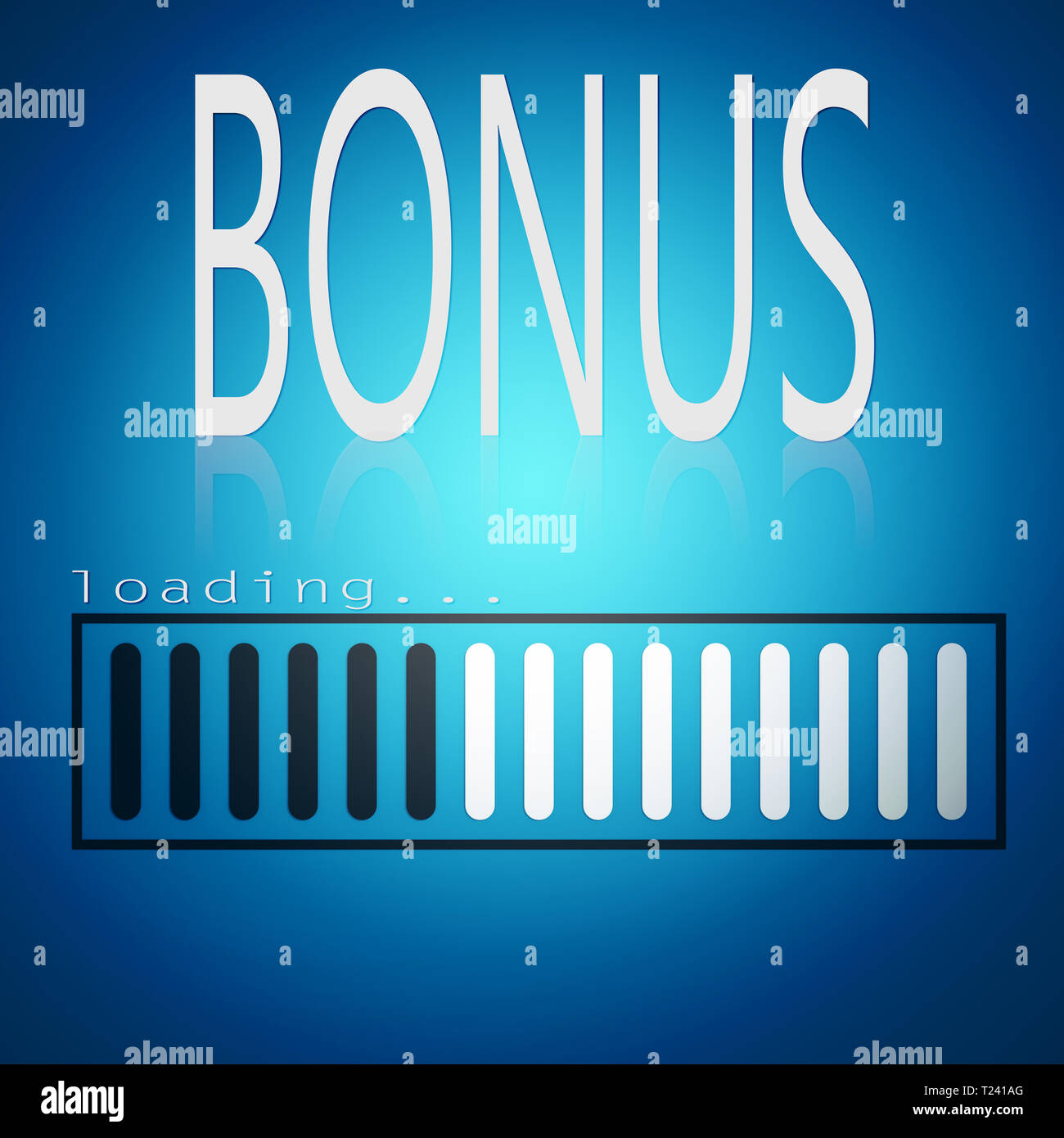 Bonus word with blue loading bar, 3D rendering Stock Photo - Alamy