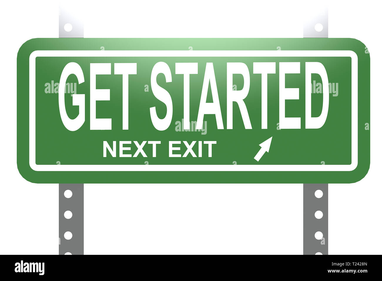 Get started word with green sign board isolated , 3D rendering Stock ...