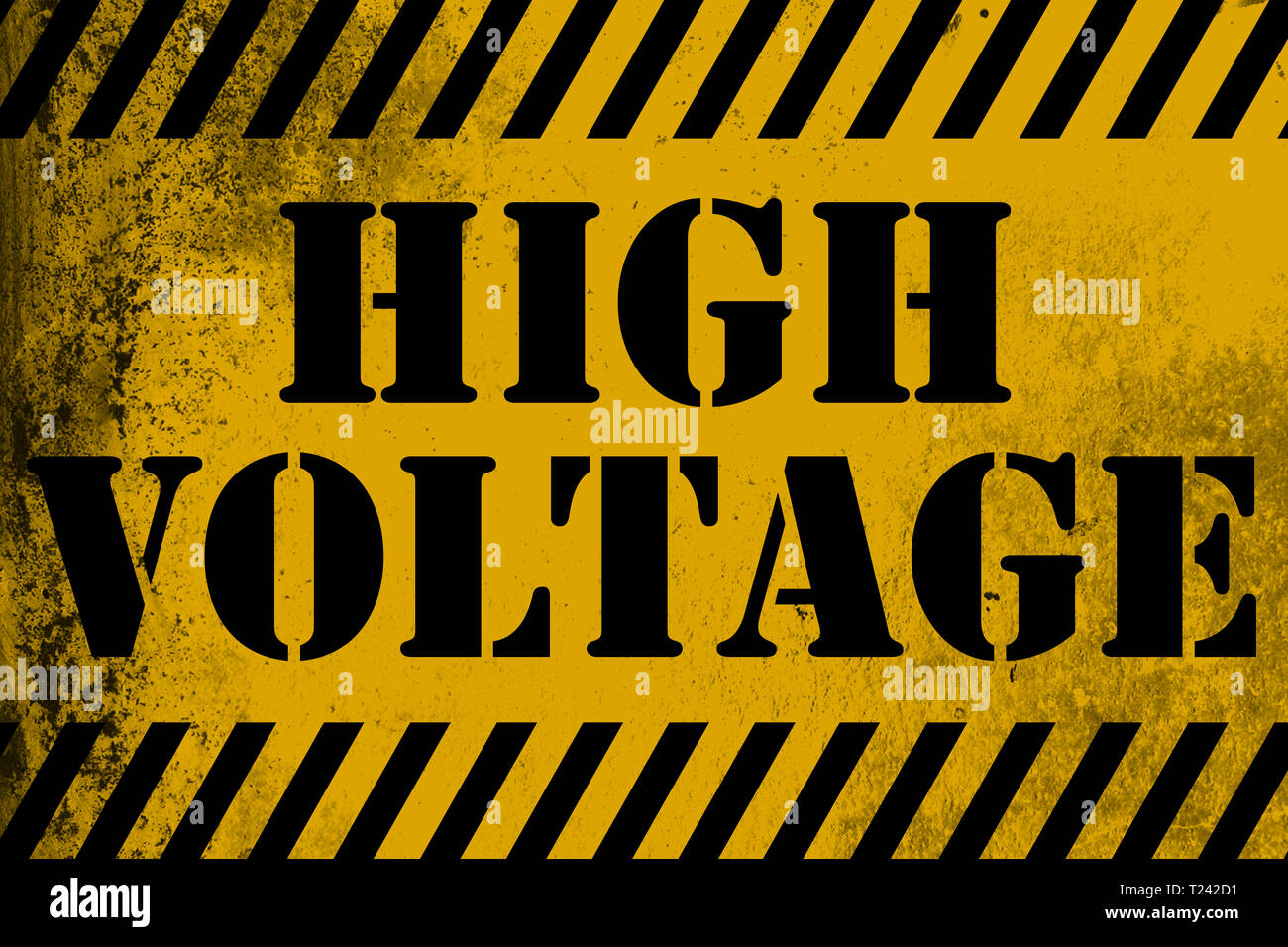 High Voltage sign yellow with stripes, 3D rendering Stock Photo - Alamy