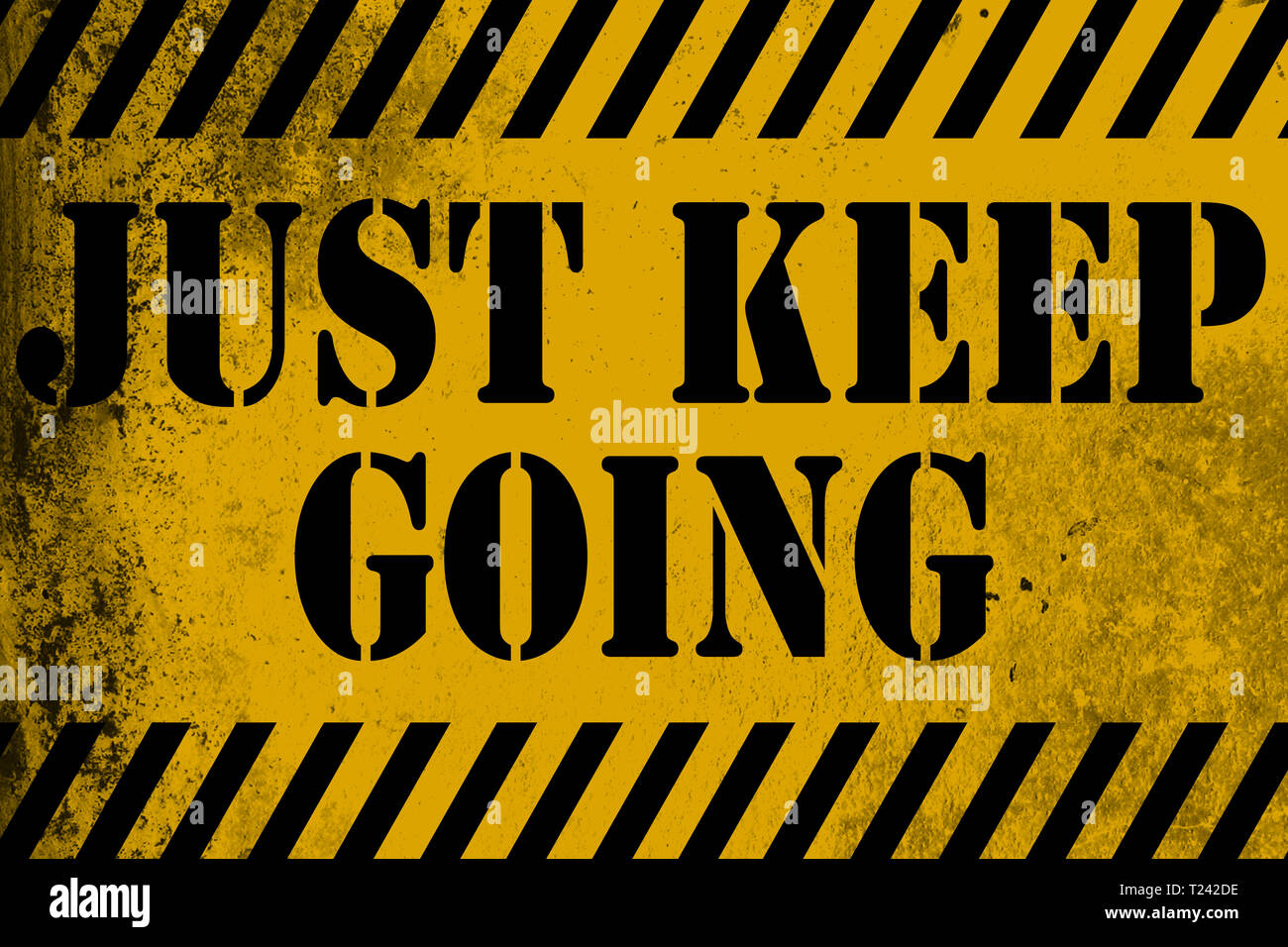 Just keep going sign yellow with stripes, 3D rendering Stock Photo - Alamy