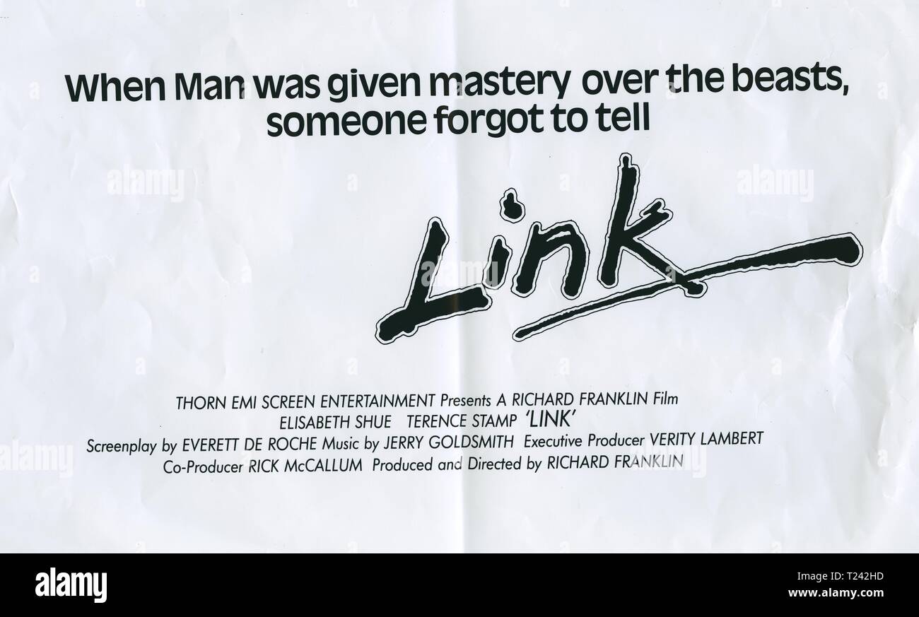 Link (1986) Publicity information, Date: 1986 Stock Photo - Alamy