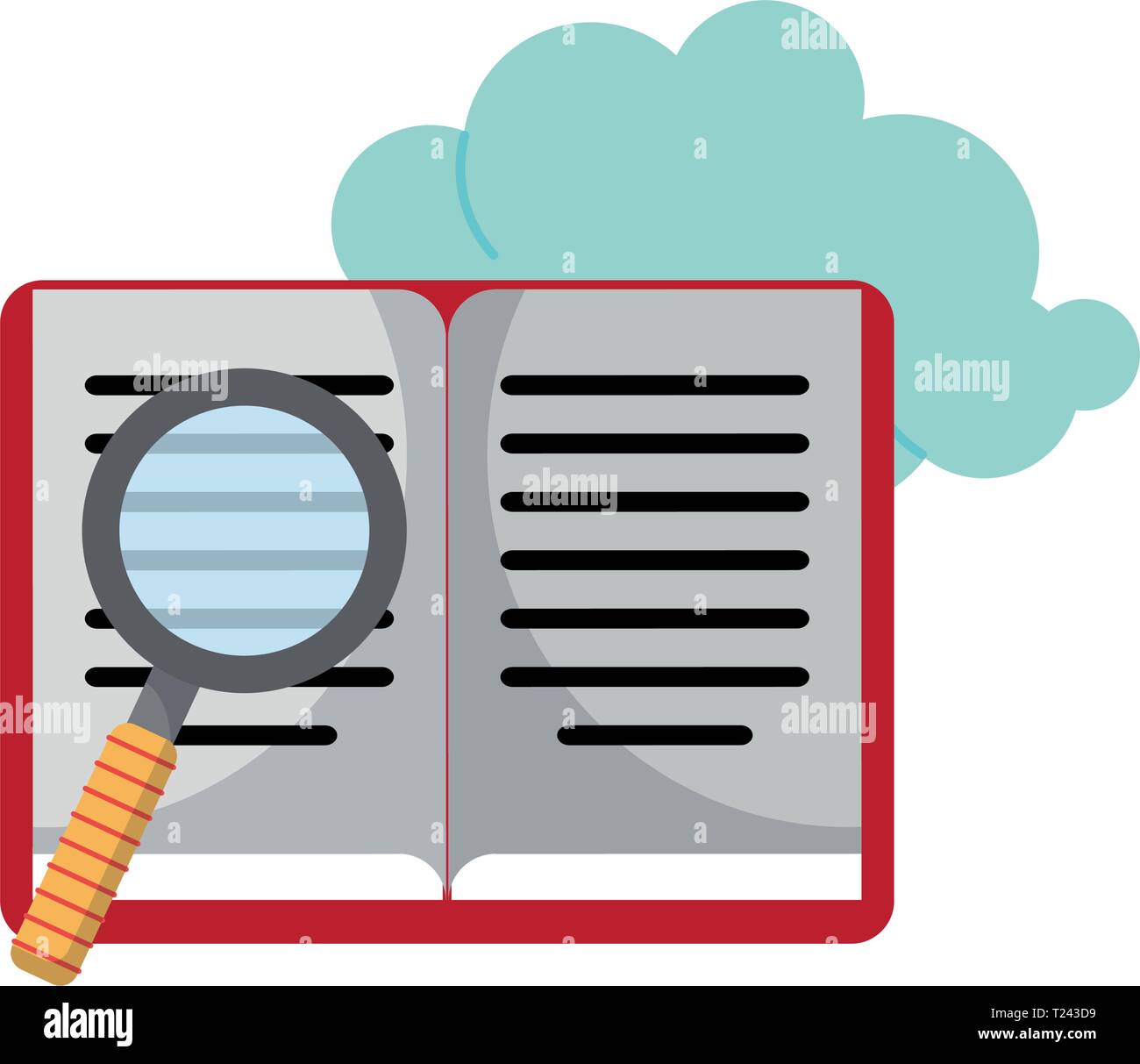 Book and magnifying glass with cloud Stock Vector Image & Art - Alamy