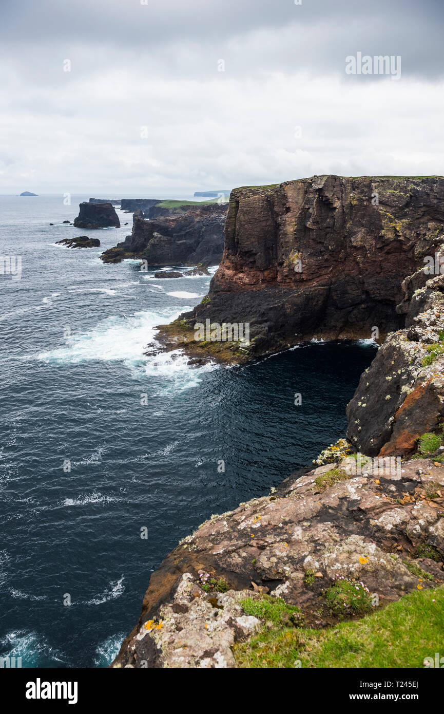 United Kingdom, Scotland, Shetland Islands, cliffs near Esha Ness Stock ...