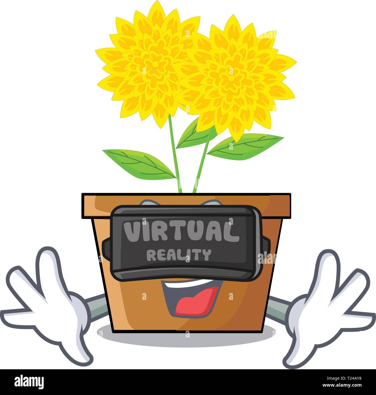 Virtual reality dahlia flower in the mascot stem Stock Vector Image ...