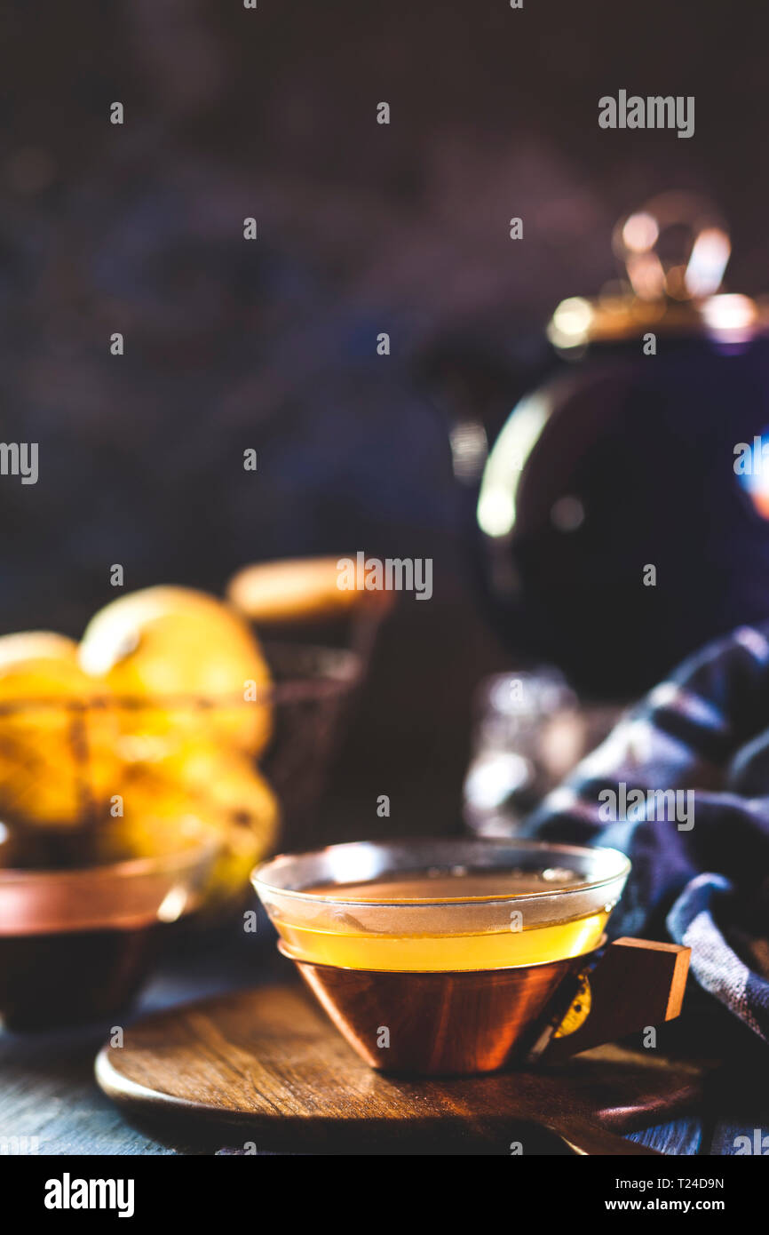 Tea cup of homemade hot quince infusion Stock Photo - Alamy