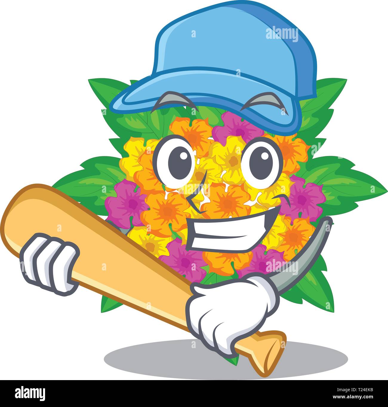 Playing baseball lantana flowers in the mascot pots Stock Vector Image ...