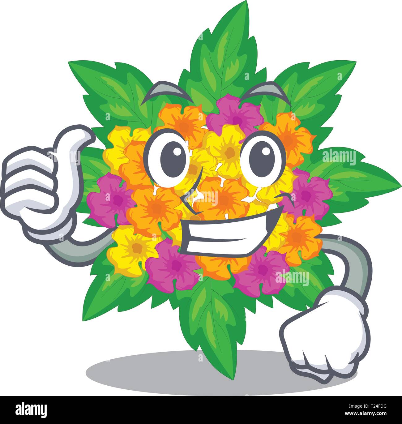 Thumbs up lantana flowers stick on cartoon stem Stock Vector Image ...