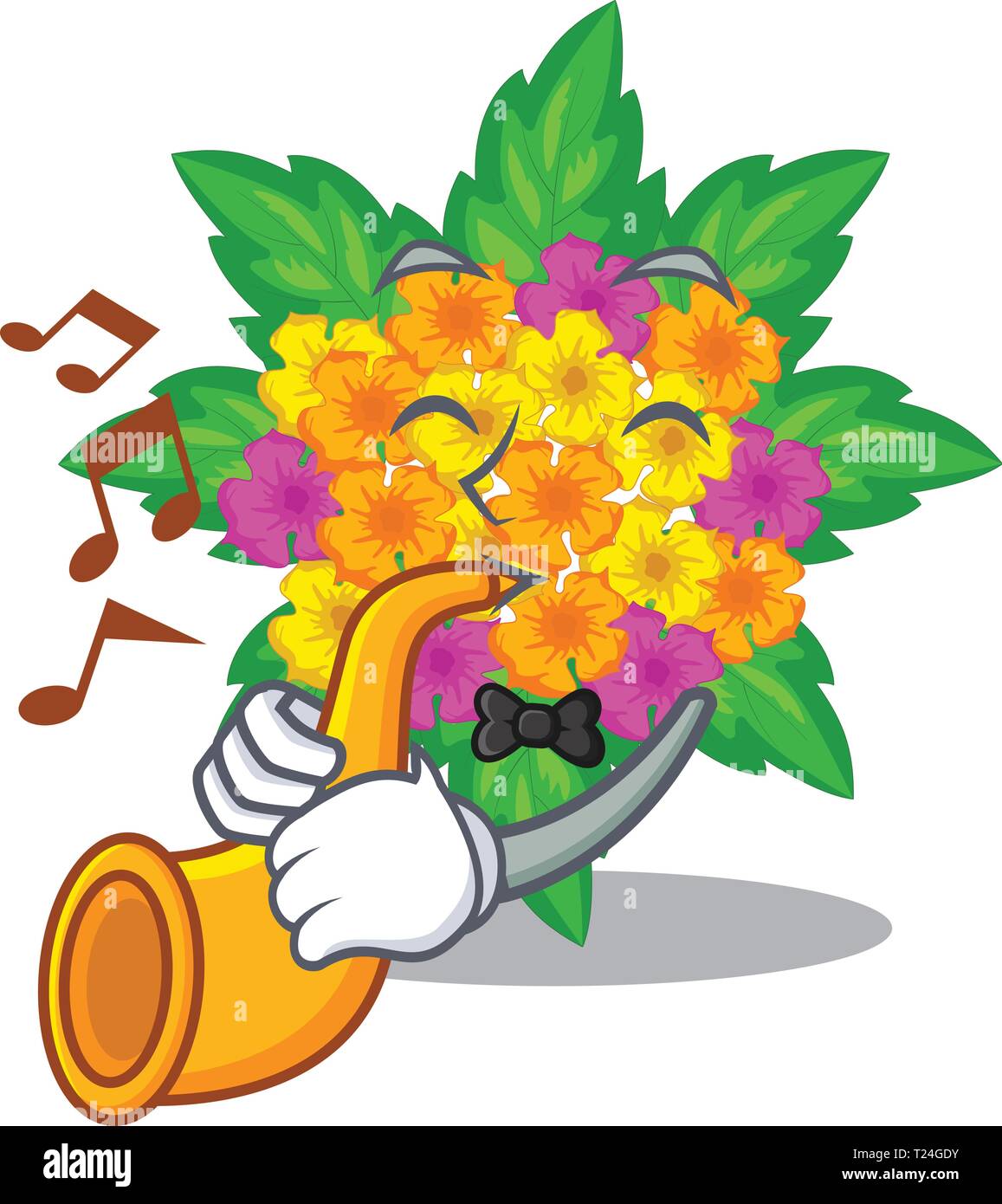 With trumpet lantana flowers in the cartoon shape Stock Vector Image ...