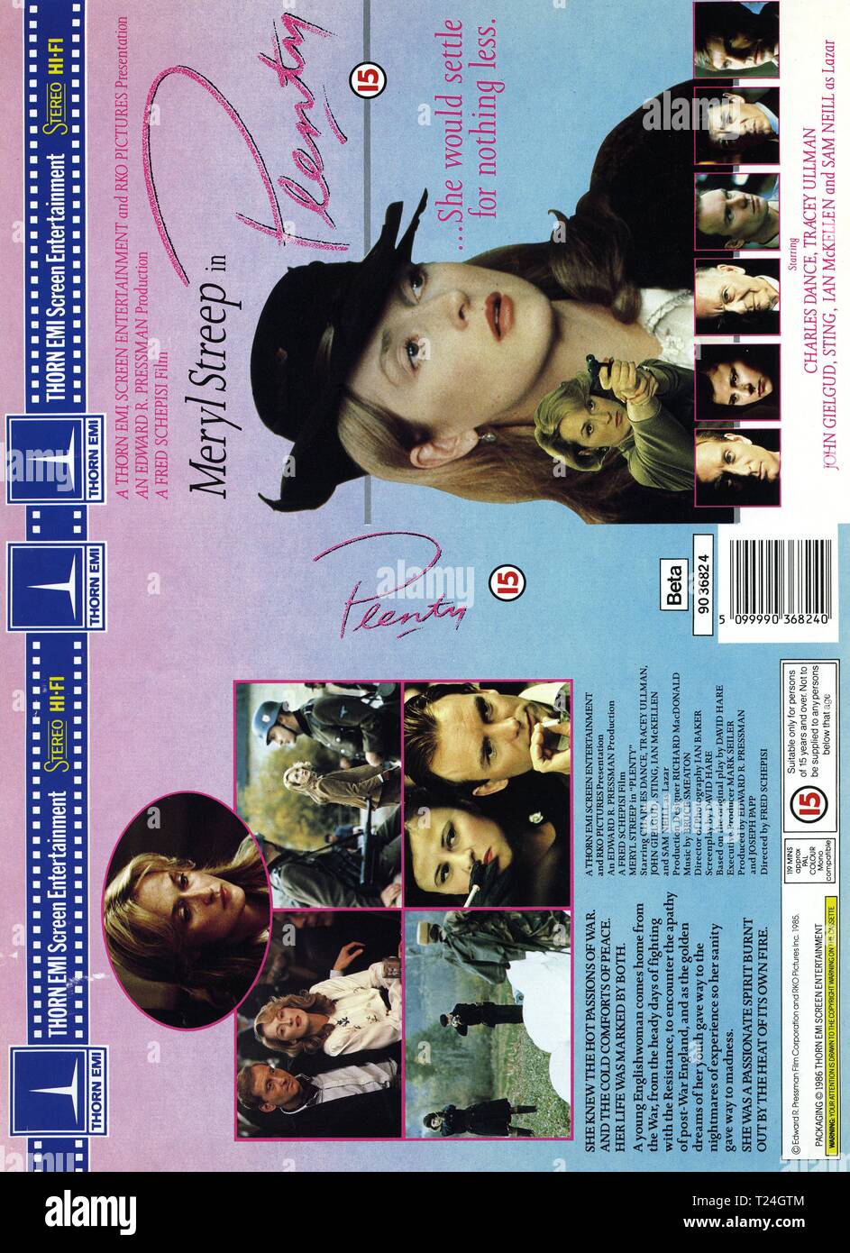 Plenty (1985) Publicity information, Date: 1985 Stock Photo - Alamy