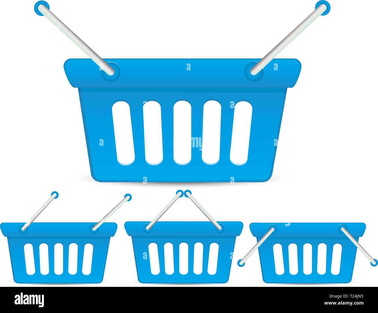 Set of colorful blue baskets with different position of Handle Baskets ...