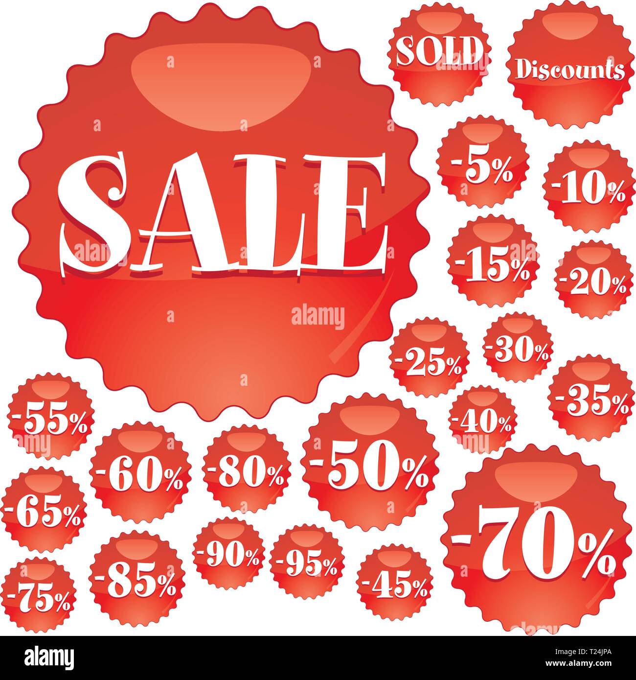 Big red Sale stickers, vector illustration Stock Vector Image & Art - Alamy