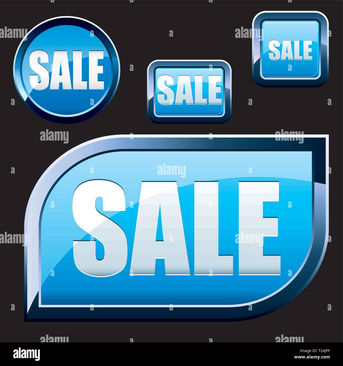 Set of blue shiny sale buttons, vector illustration Stock Vector Image ...