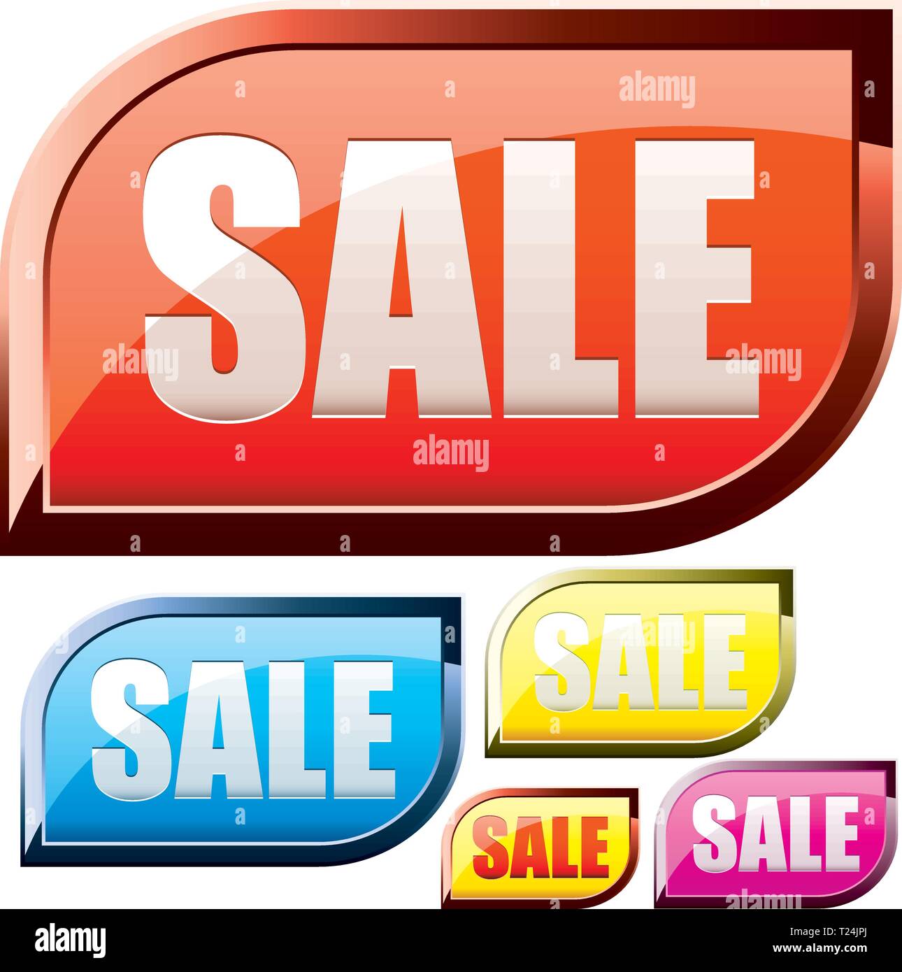 Set of colored shiny sale buttons, vector illustration Stock Vector ...