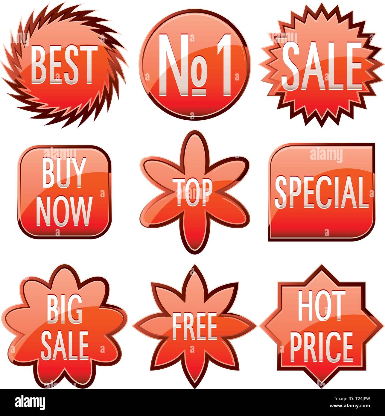 Set of red shiny sale buttons, vector illustration Stock Vector Image ...