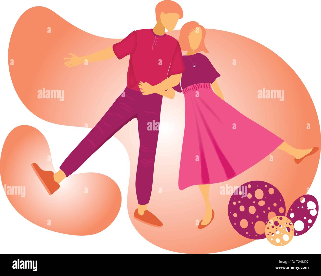 Happy walking couple on white background. A man and a woman. Vector ...