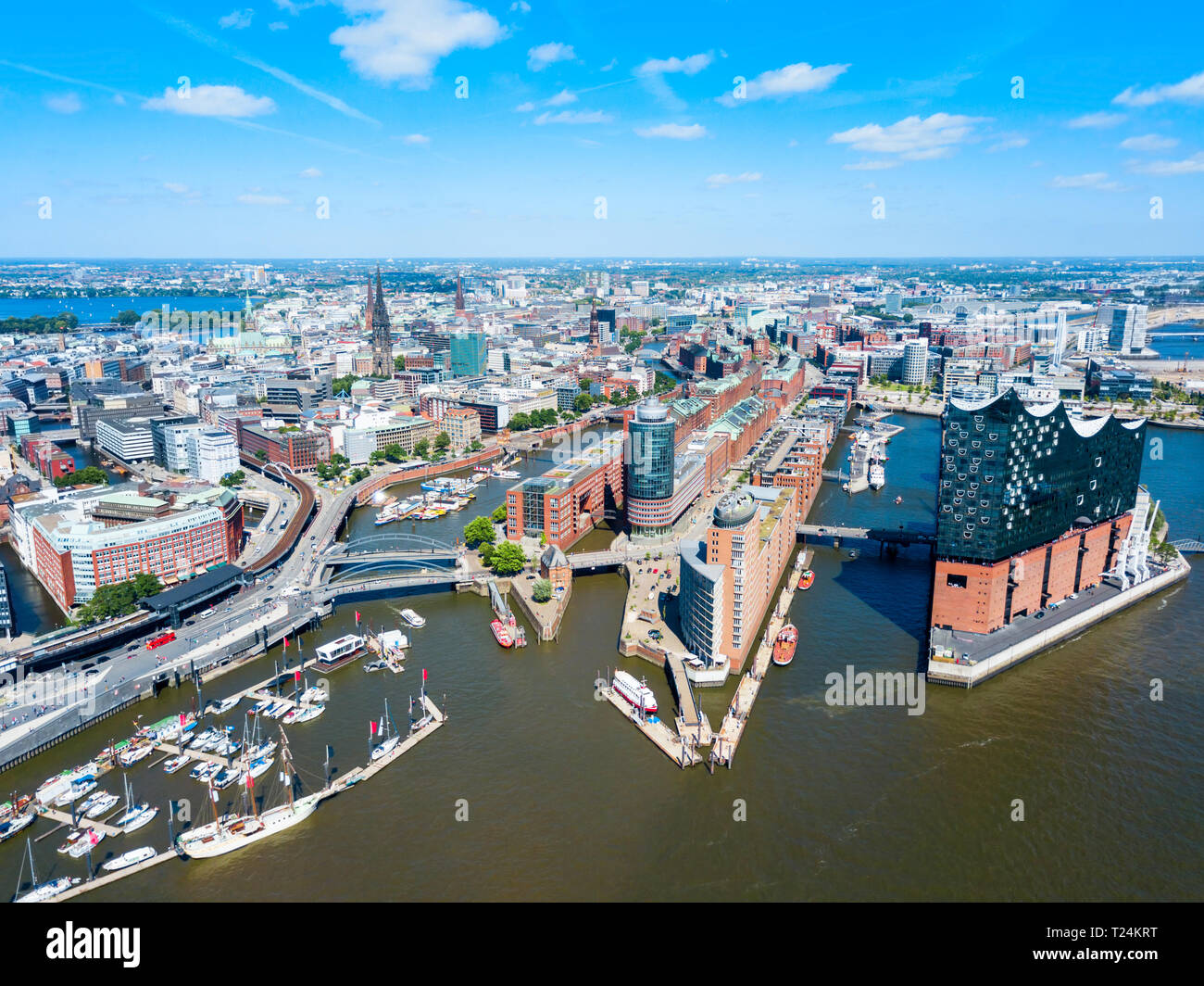 Hamburg city centre aerial panoramic view in Germany Stock Photo - Alamy
