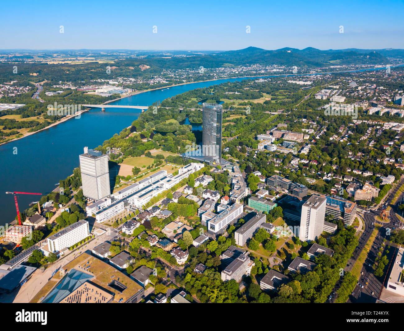 Bundesviertel federal government district aerial panoramic view in Bonn ...