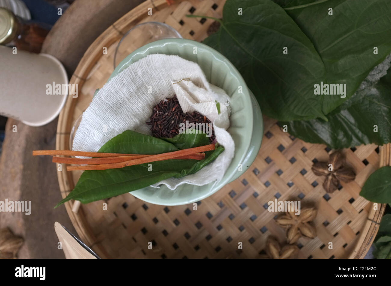 The woman making a Brew rice tea . THAI TEA Stock Photo - Alamy