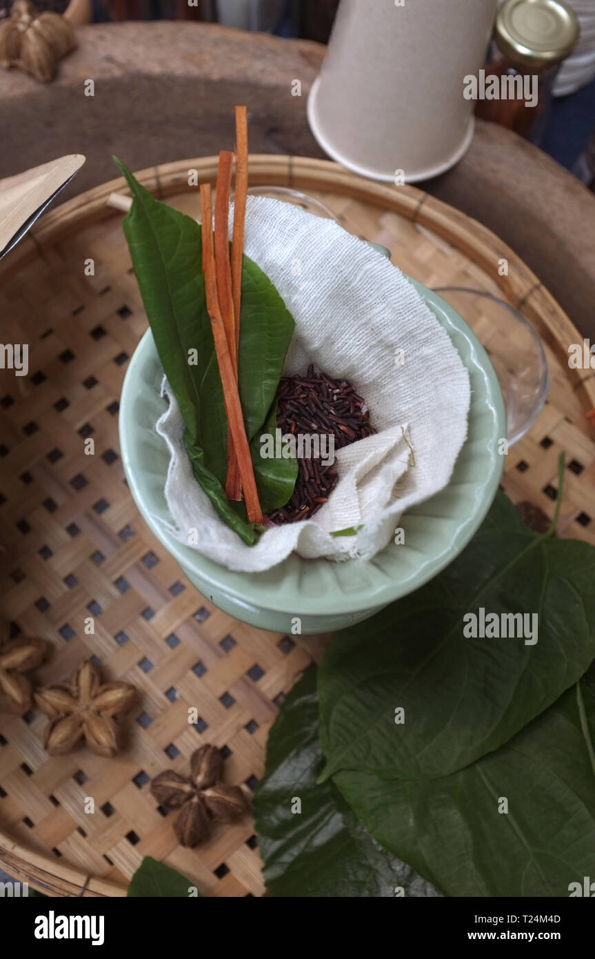 The woman making a Brew rice tea . THAI TEA Stock Photo - Alamy