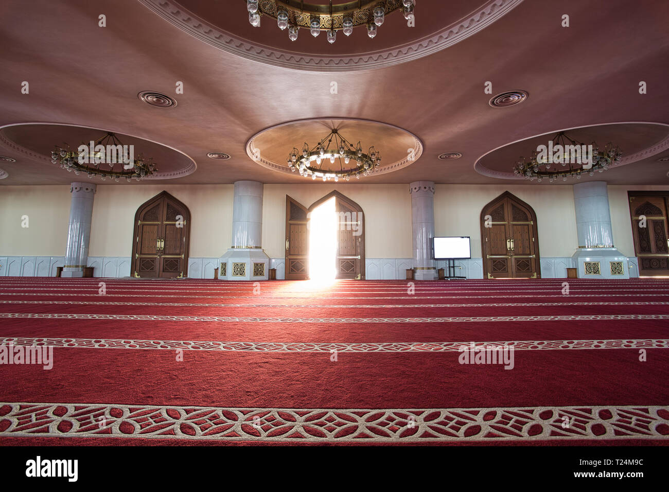 DOHA, QATAR - JUNE 4, 2014: Entrance of Imam Muhammad ibn Abd al-Wahhab ...