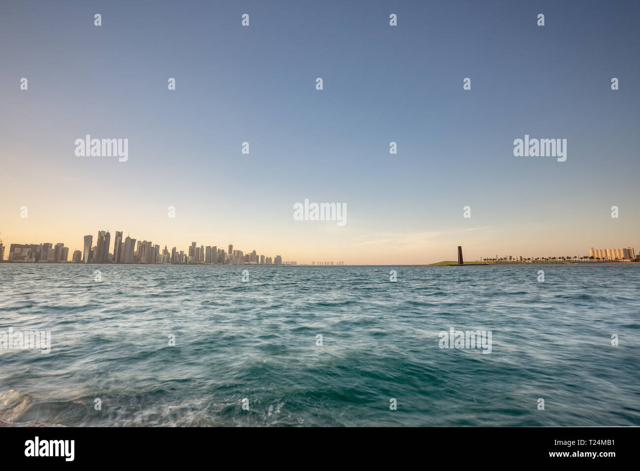 Skyline view of Doha from Corniche Doha Qatar Stock Photo - Alamy