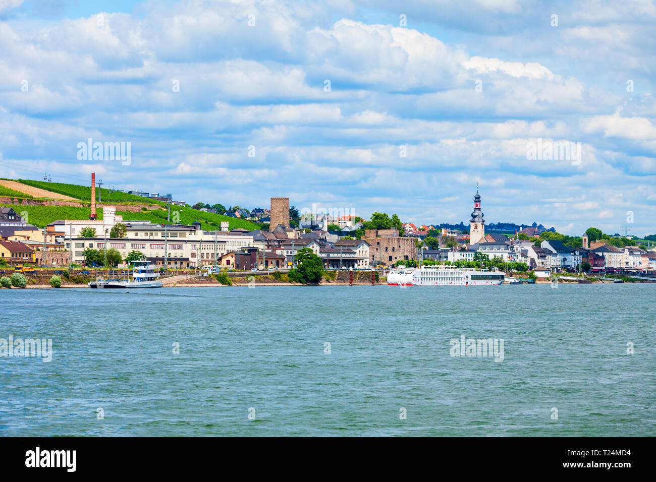 Rudesheim am Rhein aerial panoramic view. Rudesheim is a winemaking ...