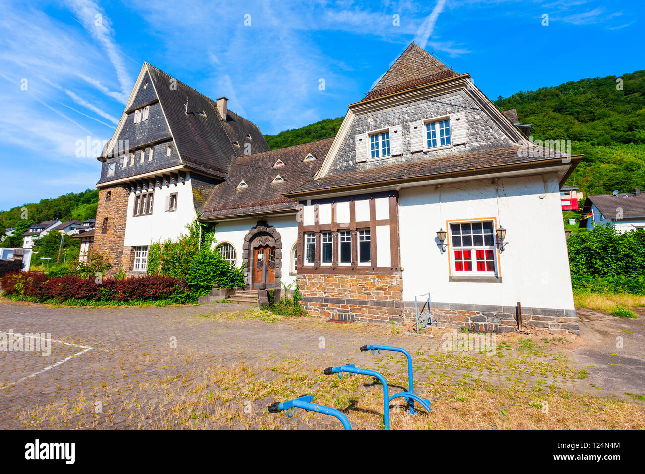 Moselkern railway station near the Eltz Castle. Burg Eltz is a medieval ...
