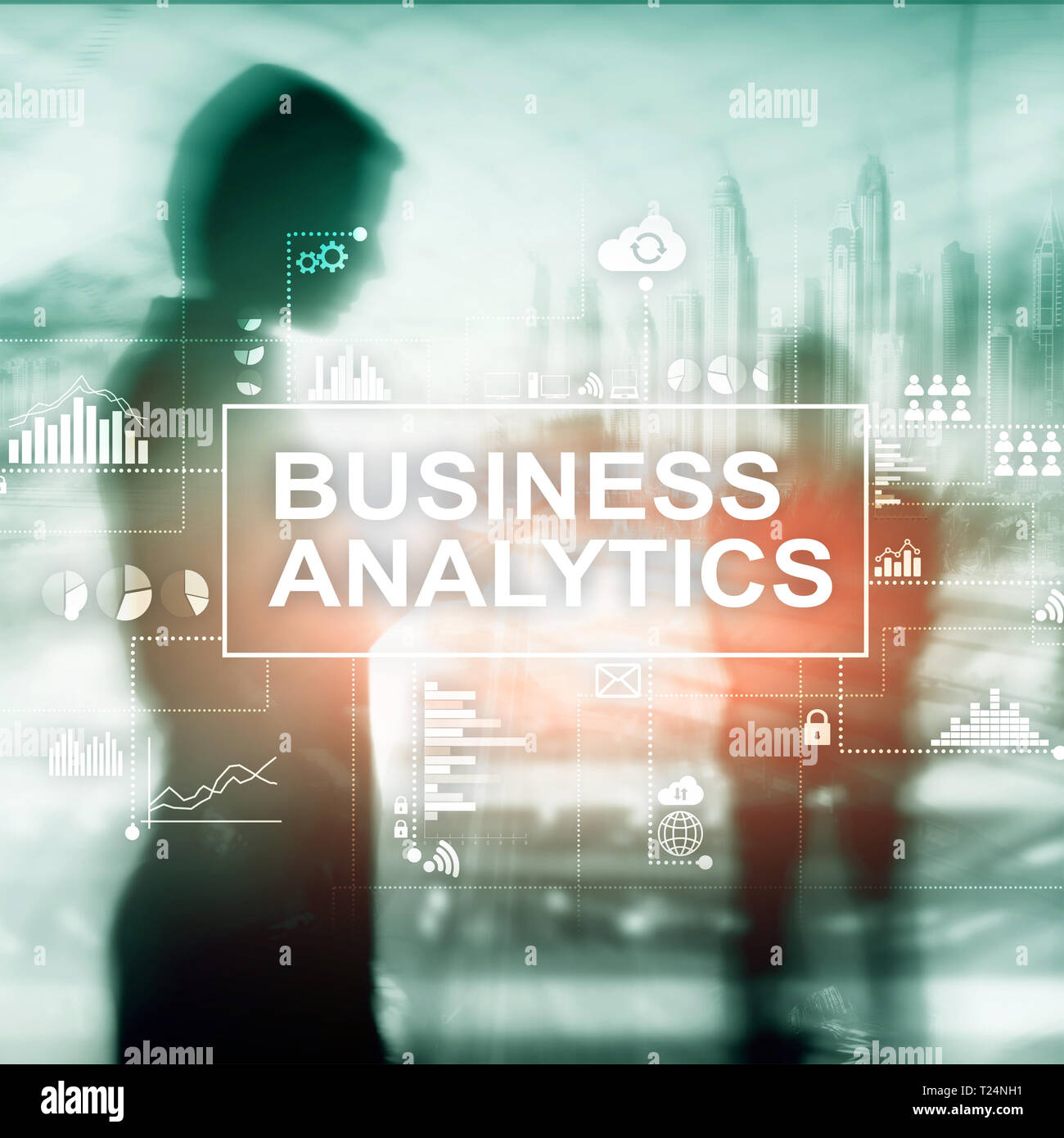 Business analytics concept on double exposure background Stock Photo ...