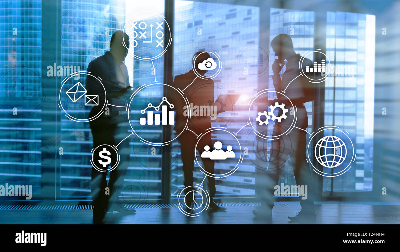 Business process automation concept on blurred background Stock Photo - Alamy