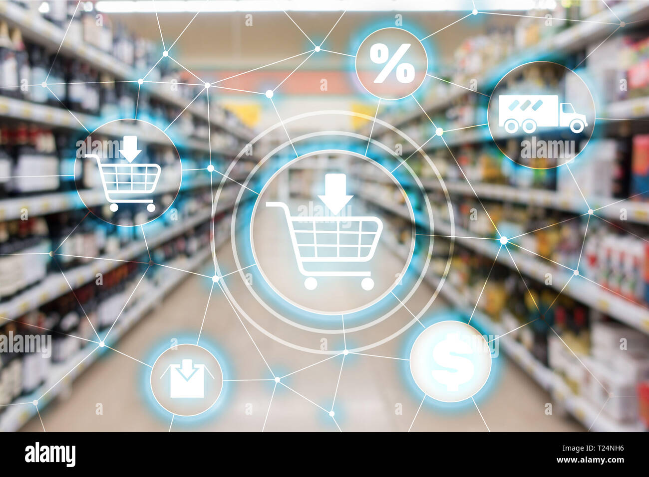 Shopping cart Ecommerce Marketing channel distribution concept on ...