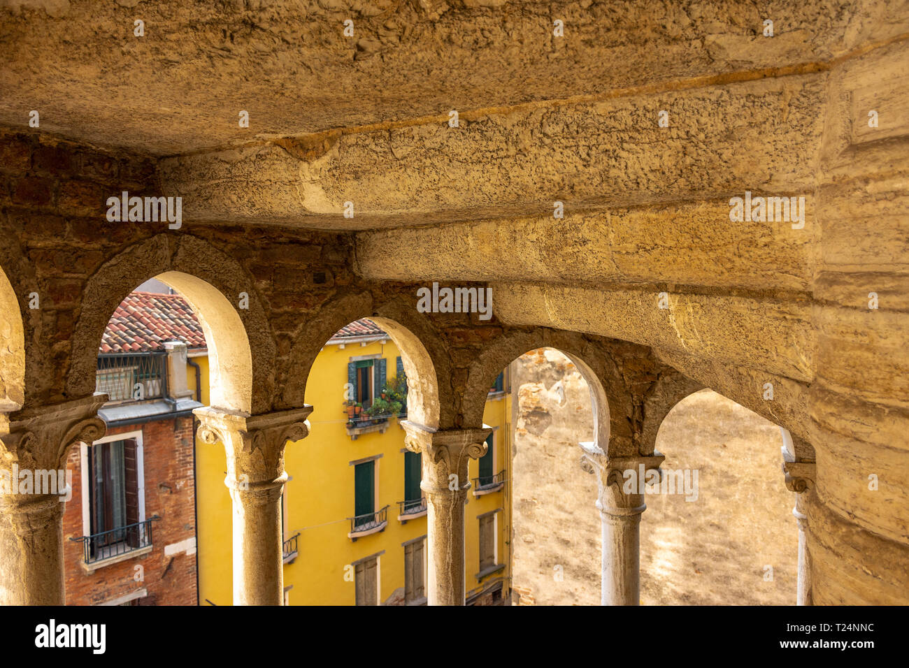 Italy, Venice, spiral staircase of Palazzo Contarini, view and details ...