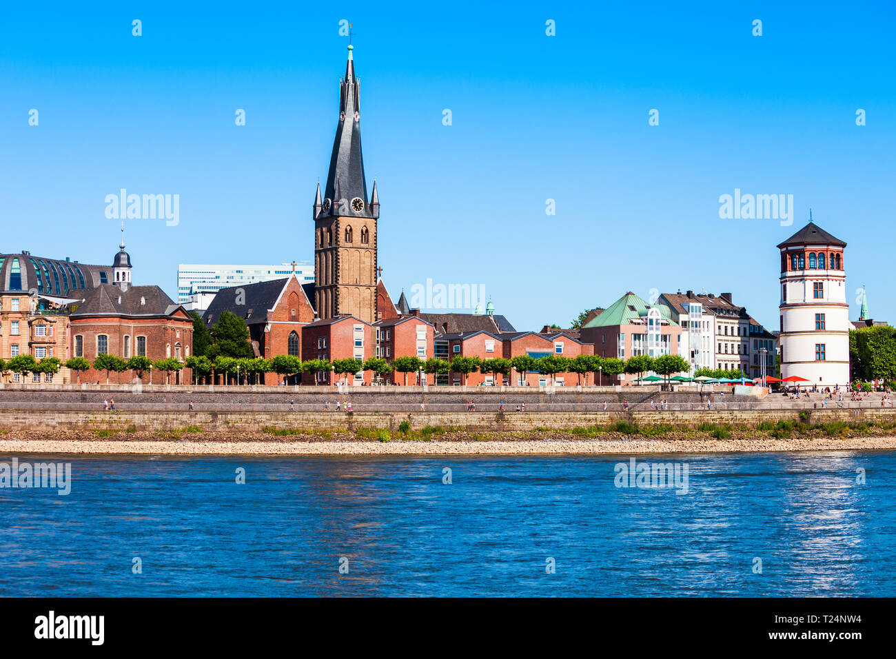 St. Lambertus Church and Schlossturm castle tower in aldstadt old town ...