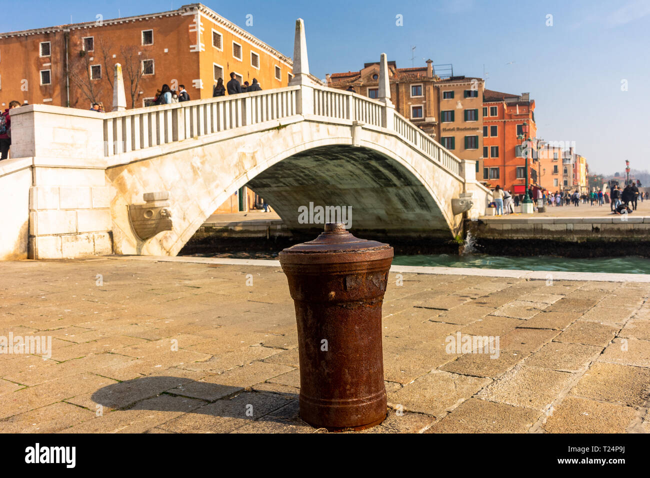Italy, Venice, bollard for mooring ferries Stock Photo - Alamy