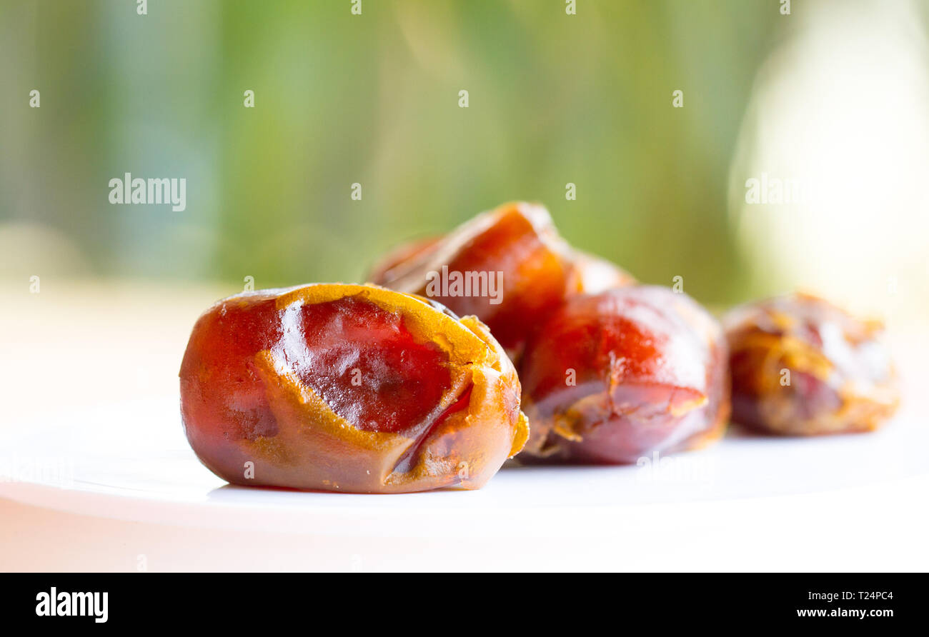 Date fruits, closeup - symbolizing ramadan Stock Photo - Alamy