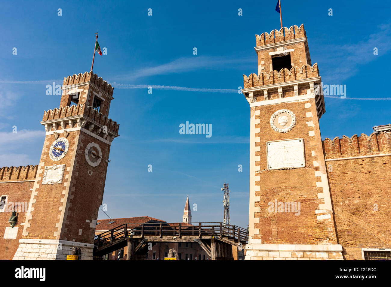 Italy, Venice, details and view of the Castle in the arsenal Stock ...