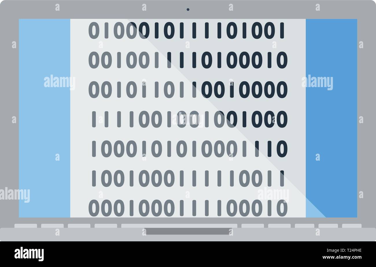 Laptop With Binary Code Icon. Flat color design. Data series. Vector ...