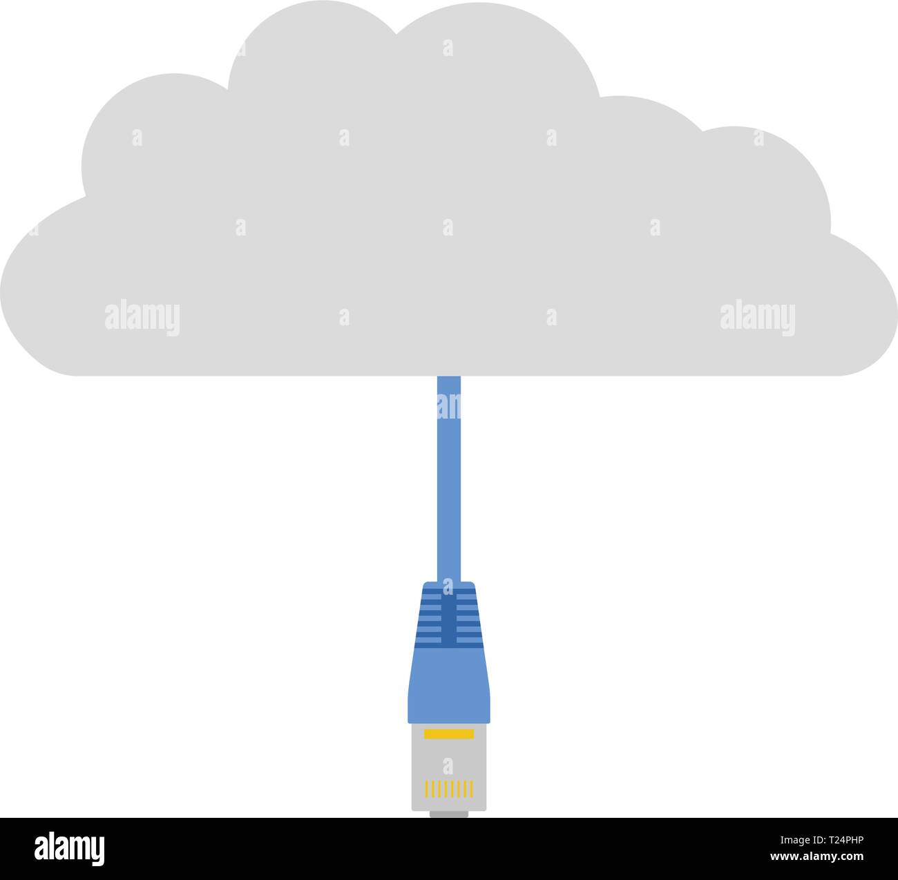 Network Cloud Icon. Wire With Ethernet Plug Connected to Cloud. Flat ...