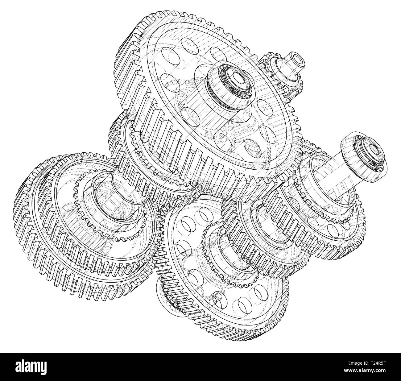 Outline gearbox concept. Vector Stock Vector Image & Art - Alamy