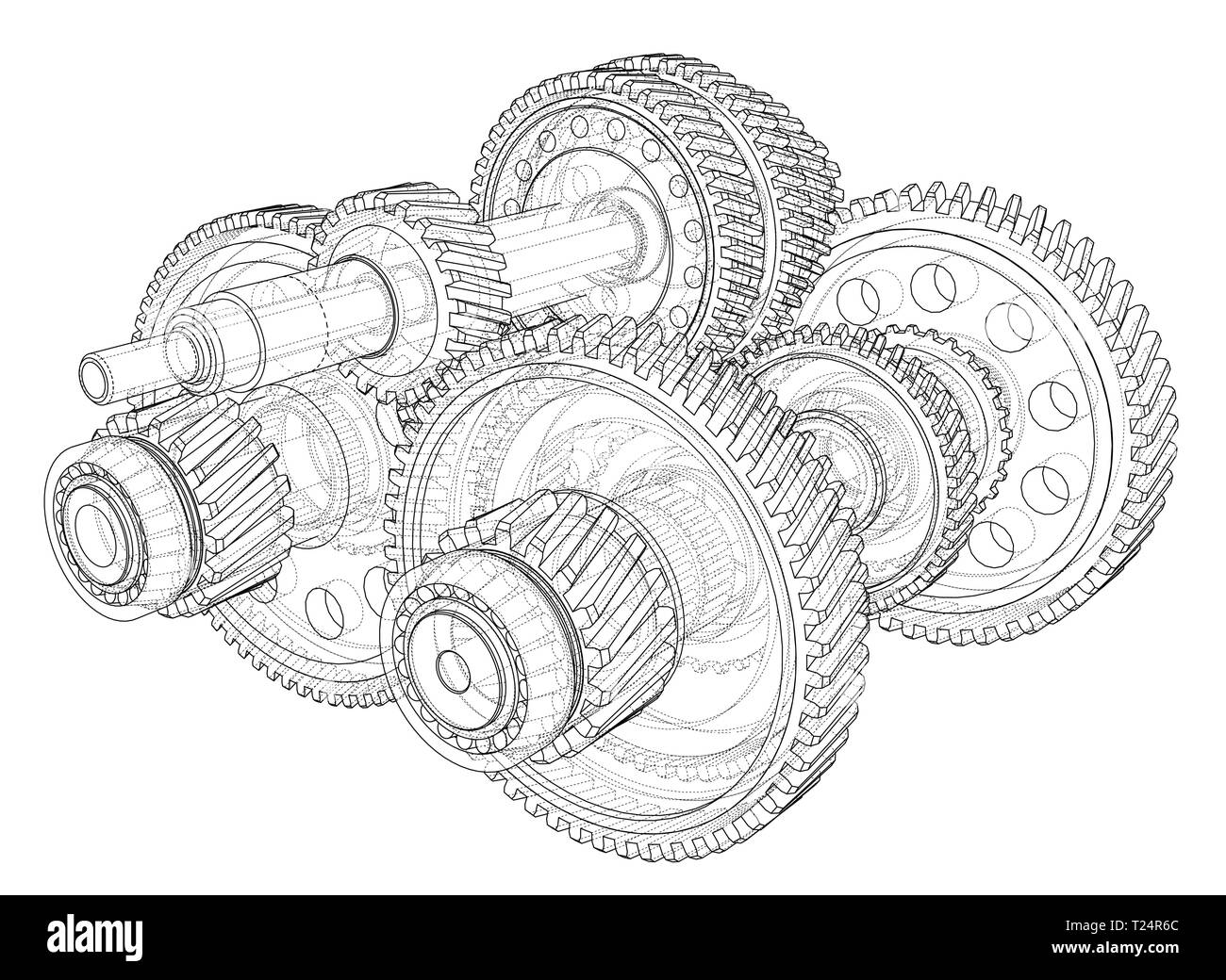 Outline gearbox concept. Vector Stock Vector Image & Art - Alamy