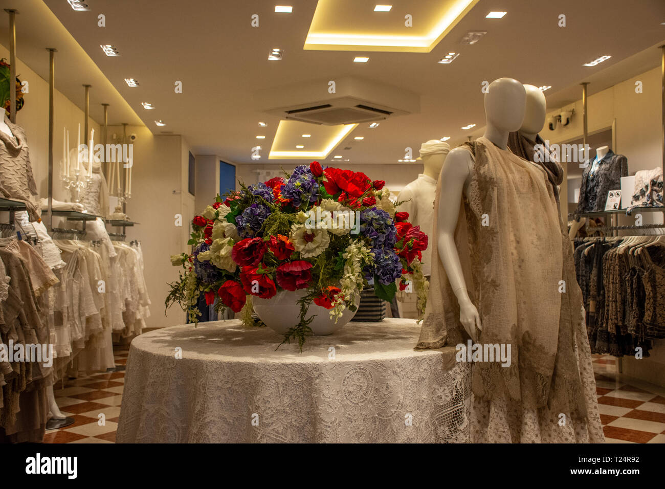 Italy, Venice, Burano, typical souvenirs in shop windows Stock Photo ...