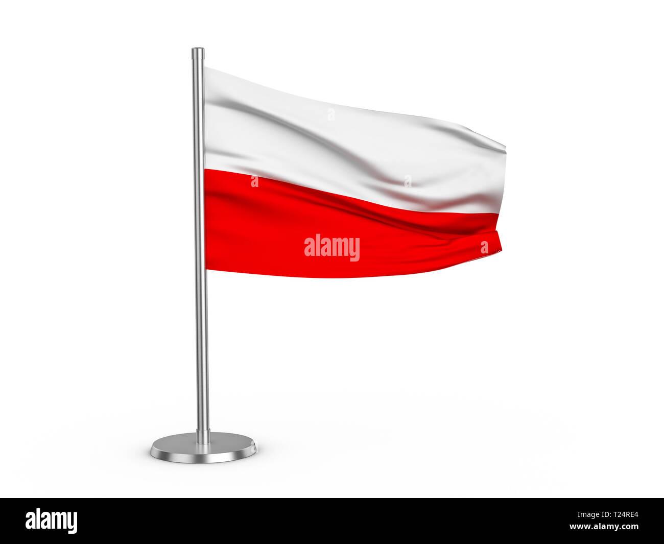 Flapping flag Poland on a white background. 3d illustration Stock Photo ...
