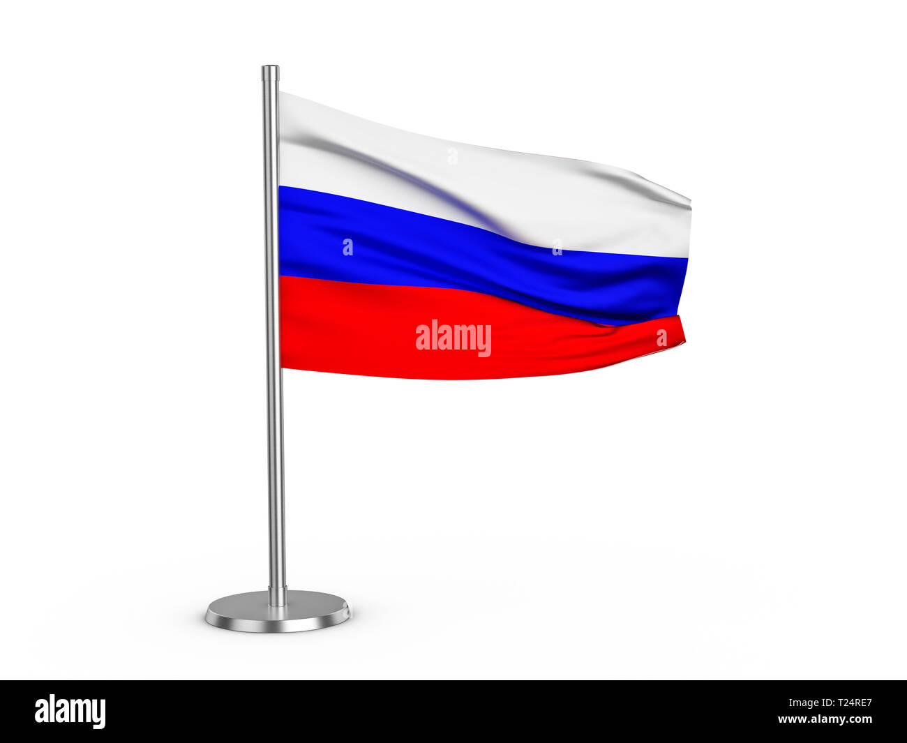 Flapping flag Russia on a white background. 3d illustration Stock Photo ...