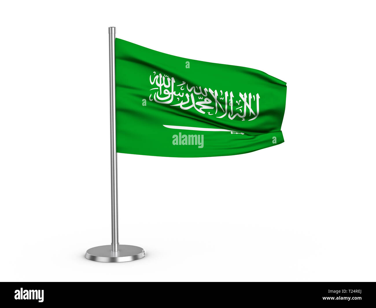 Flapping flag Saudi Arabia on a white background. 3d illustration Stock ...