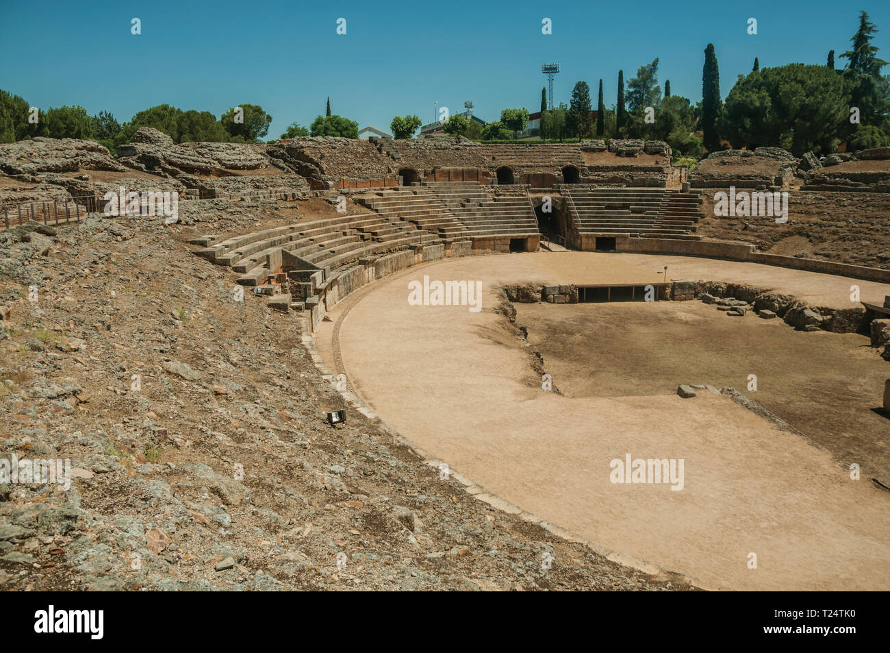 Stone bleachers and arena in the Roman Amphitheater at the ...