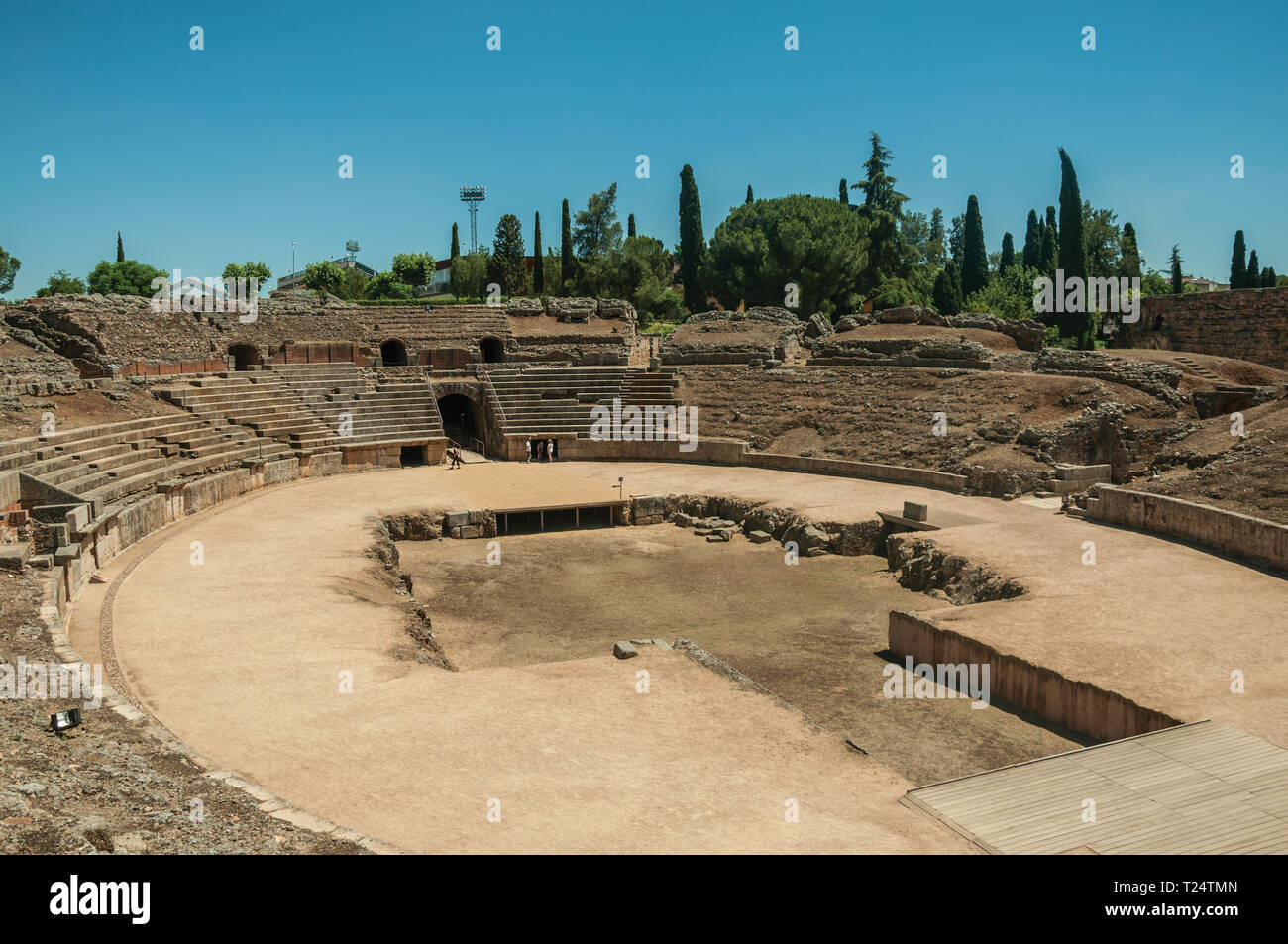 Stone bleachers and arena in the Roman Amphitheater at the ...