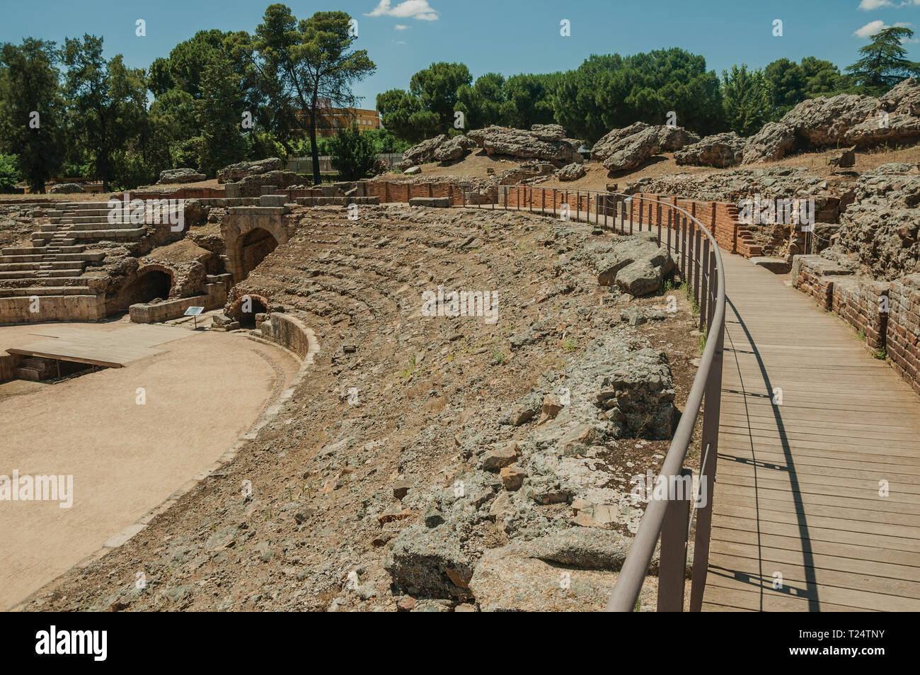 Stone bleachers and arena in the Roman Amphitheater at the ...